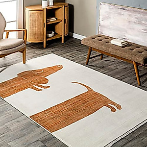 nuLOOM Cailyn Modern Dachshund Kids Area Rug, 7x10, Beige