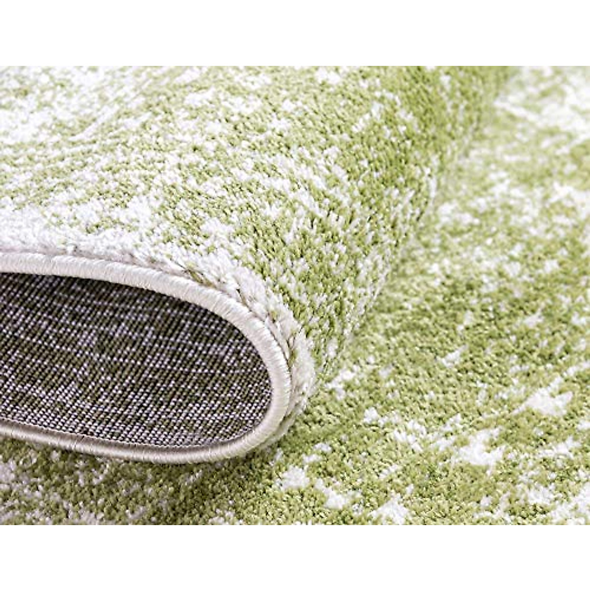 Unique Loom Bromley Collection Area Rug - Wells (3' Round, Green/ Ivory)