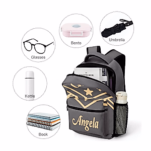 XOZOTY Custom Cheerleader Backpack with Name Daypack for Camping Hiking Cheer Black Golden Yellow