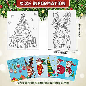 6 Pack 8x10 Inches Christmas Theme Pre Drawn Canvas to Paint, Pre Printed Canvas for Ladies Sip and Paint Party Favor, Pre Sketched Canvas for Painting for Adults