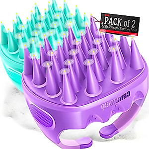 Scalp Massager Shampoo Brush, 2 Pack Scalp Brush for Hair Growth, Soft Silicone Scalp Exfoliator for Dandruff Removal, Scalp Care Scrubber for All Hair Types of Girls, Teens, Kids, Men, Pet Dogs