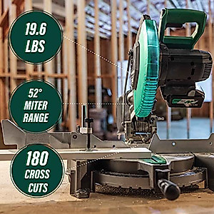 Metabo HPT 18V MultiVolt™ Cordless Miter Saw Kit | 10-Inch Blade | Includes 1-18V/36V MultiVolt™ Battery + Charger | Xact Cut LED Shadow Line System | C1810DFA