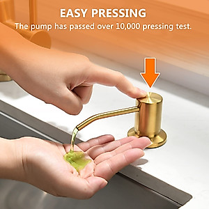 Soap Dispenser for Kitchen Sink, YardMonet Gold Sink Soap Dispenser or Lotion Dispenser with 13 Ounce Large Soap Bottle, Gold