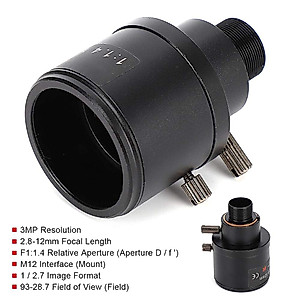 2.8-12mm CCTV Camera Lens, 1/2.7 3MP 2.8-12mm HD Manual Zoom Mount CCTV Board Lens for Security Camera