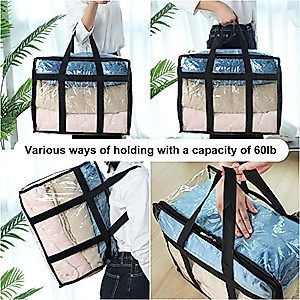 Fixwal Clear Clothes Storage Bags PVC Organizers Vinyl Bags for Comforter,Blanket,Bedding,Duvet,Transparent Moving Totes with Reinforced Handle & Zipper, 4 Pack 18x15x9 Inch