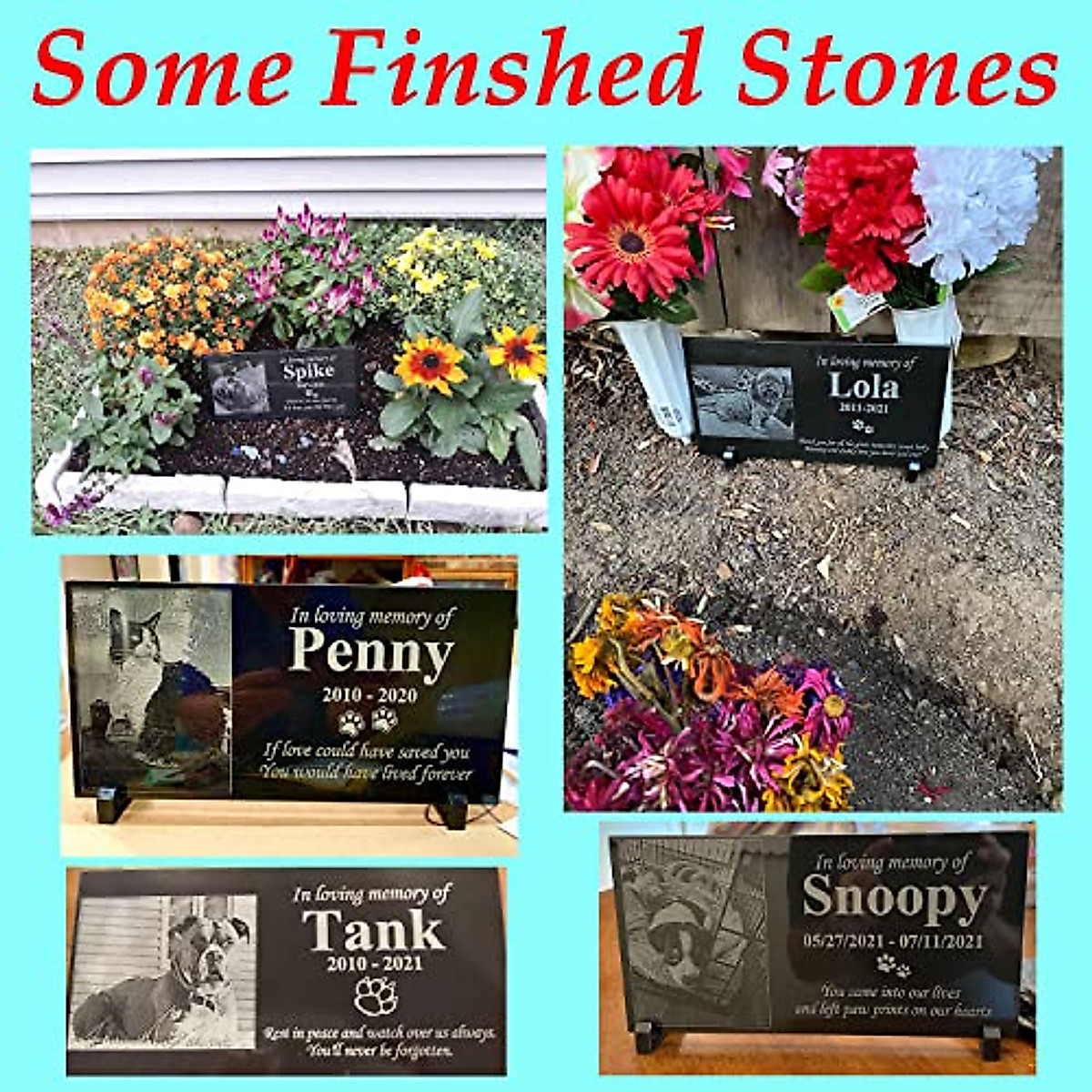 ODB Personalized Pet Memorial Stones, Black Granite Memorial Garden Stone Engraved with Photo, Gifts for Someone Who Lost a Loved One, or Pet, Dog, Cat (with Photo)