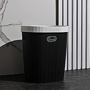 Plastic Small Trash Can, 3.1 Gallon Office Trash Can, White Trash Bin with Built-in Handle, Slim Waste Basket for Bathroom, Bedroom, Home Office, Living Room, Kitchen (12L Black)