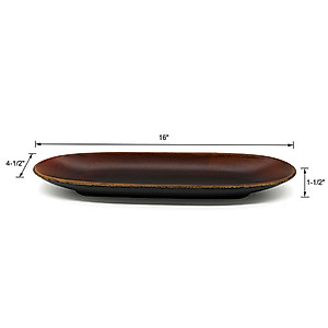 CVHOMEDECO. Primitives Oval Decorative Plate Wooden Candle Plate Rustic Treenware Home and Office Décor Art, 16 x 4-1/2 x 1-1/2 Inch