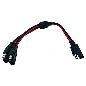 Halokny SAE Splitter Cable, 14AWG SAE 1 to 2 DC Power Automotive Y Splitter Extension Cable for Automobile and Solar Panel (1Ft/30cm)