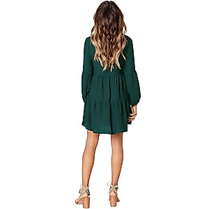 Amoretu Dresses for Women V Neck Swing Shift Dresses, Spring, Summer, 2025 (Green, M)