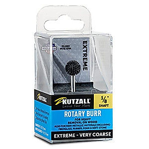 Kutzall Extreme Sphere Rotary Burr, 1⁄8" Shaft, Very Coarse - Woodworking Attachment for Dremel, Foredom, DeWalt, Milwaukee Tools. Abrasive Tungsten Carbide, 3⁄8" (9.5mm) Head Diameter, SX-38-EC