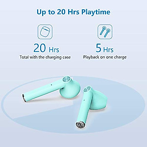 Hspro Wireless Earbuds, Bluetooth 5.0 Earbuds Touch Control in-Ear True Wireless Headphones, 20 Hrs Playtime with Charging Case, Hi-Fi Stereo Earbuds with Built-in Mic for Sports and Work, Green