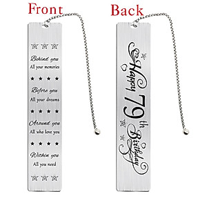 Jzxwan Happy 79th Birthday Gifts for Women Men, 79 Year Old Birthday Bookmark, Female 79 Yr Old Bday Card Gift Ideas, 1945 Birthday Book Mark for Woman Man, 79th Birthday Decorations, 79 th Bd Present