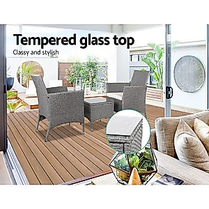 Gardeon Patio Porch Furniture Sets 3 Pieces PE Rattan Wicker Chairs with Table Outdoor Garden Furniture Sets