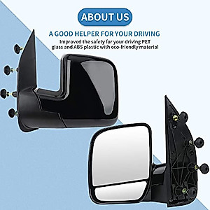 ECCPP Towing Mirror Side Mirror Replacement for 2002-2008 For Ford E150 E250 E350 E450 E550 Econoline Van with Dual Mirror Glass - Textured Black - Left Side