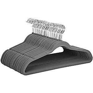 Yaheetech Thin Non Slip Velvet Clothes Hangers,Strong and Durable Hold Up to 10 Lbs- Pack of 100,Gray