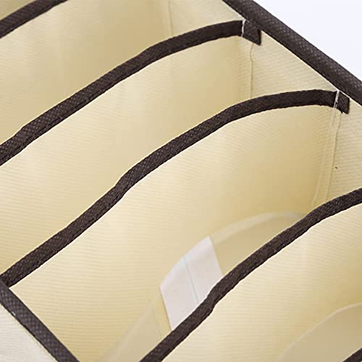 Portable Foldable Storage Box Sock Underwear Drawer Organizer Dividers Wardrobe Clothes Organizer Drawer Divider Separator (Beige 6 grids)