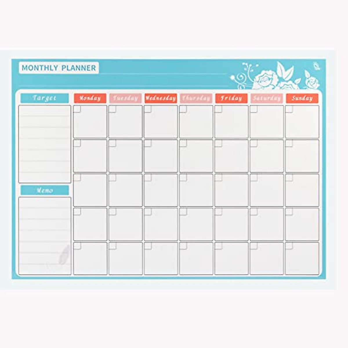 Magnetic Dry Erase Monthly Calendar and Weekly Planner for Fridge Refrigerator Whiteboard Organizer, Blue