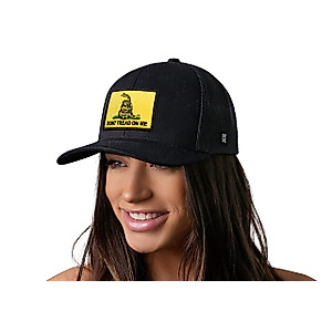 HAKA Dont Tread on Me Hat – Gadsden Flag Trucker Hat, Mesh Outdoor Hat for Men & Women, Adjustable Snapback Baseball Cap, Golf Hat Black