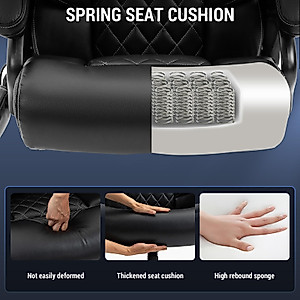 Duoku Massage Office Chair - Back Vibration Massage, Big and Tall Executive Desk Chair for Heavy People, High Back Computer Chair Wide Spring Seat, Strong Metal Base Quiet Wheels