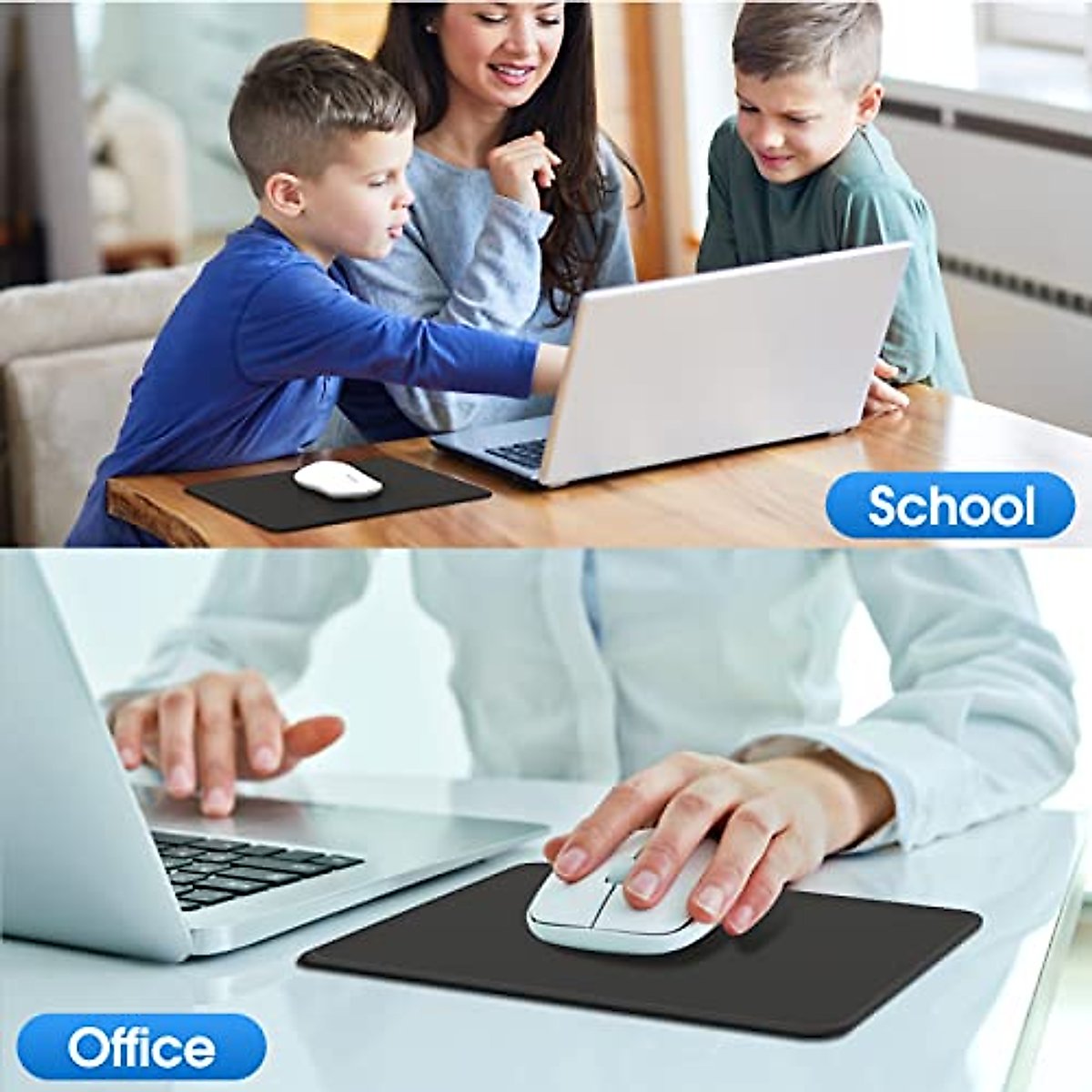 KTRIO 10 Pack Mouse Pad, Small Mouse Pads with Stitched Edges, [30% Larger] Mousepads Bulk Non-Slip Rubber Base, Waterproof Mouse Pad for Computers, Gaming, Office & Home, 11 x 8.5 x 0.12in, Black