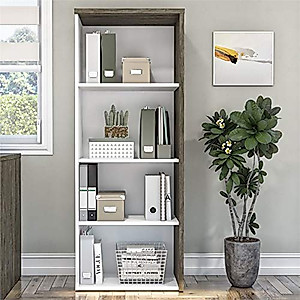 Bestar Gemma 4 Shelf Bookcase in Walnut Gray and White