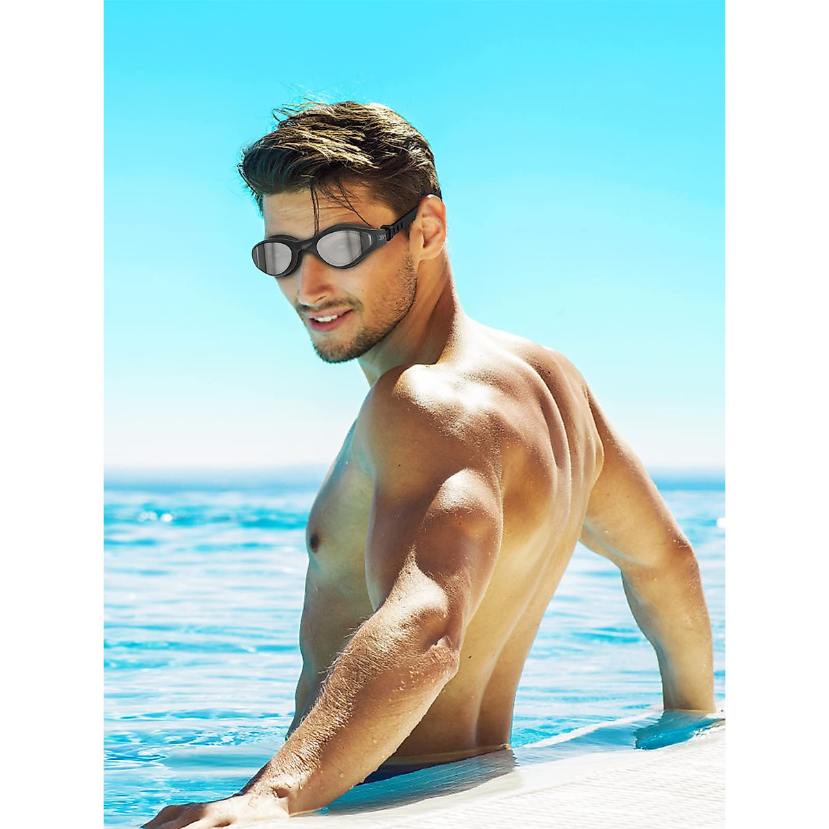 Cienfy Unisex-Adult Swim Goggles, Polarized Goggles Swimming Men Women, Anti-fog Leak-proof Clear Vision Underwater