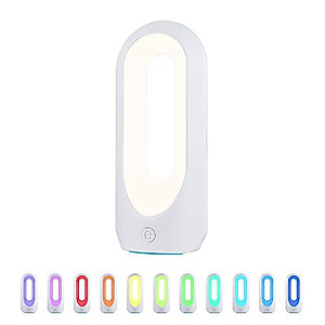 Enbrighten Color Changing LED Lamp, Modern Night, Dimmable Whites & Vibrant RBG Colors, Dorm Essentials, Ideal for Home Office, Gaming, Bedroom, Kids Room, Reading Light, 49632, Plastic, White