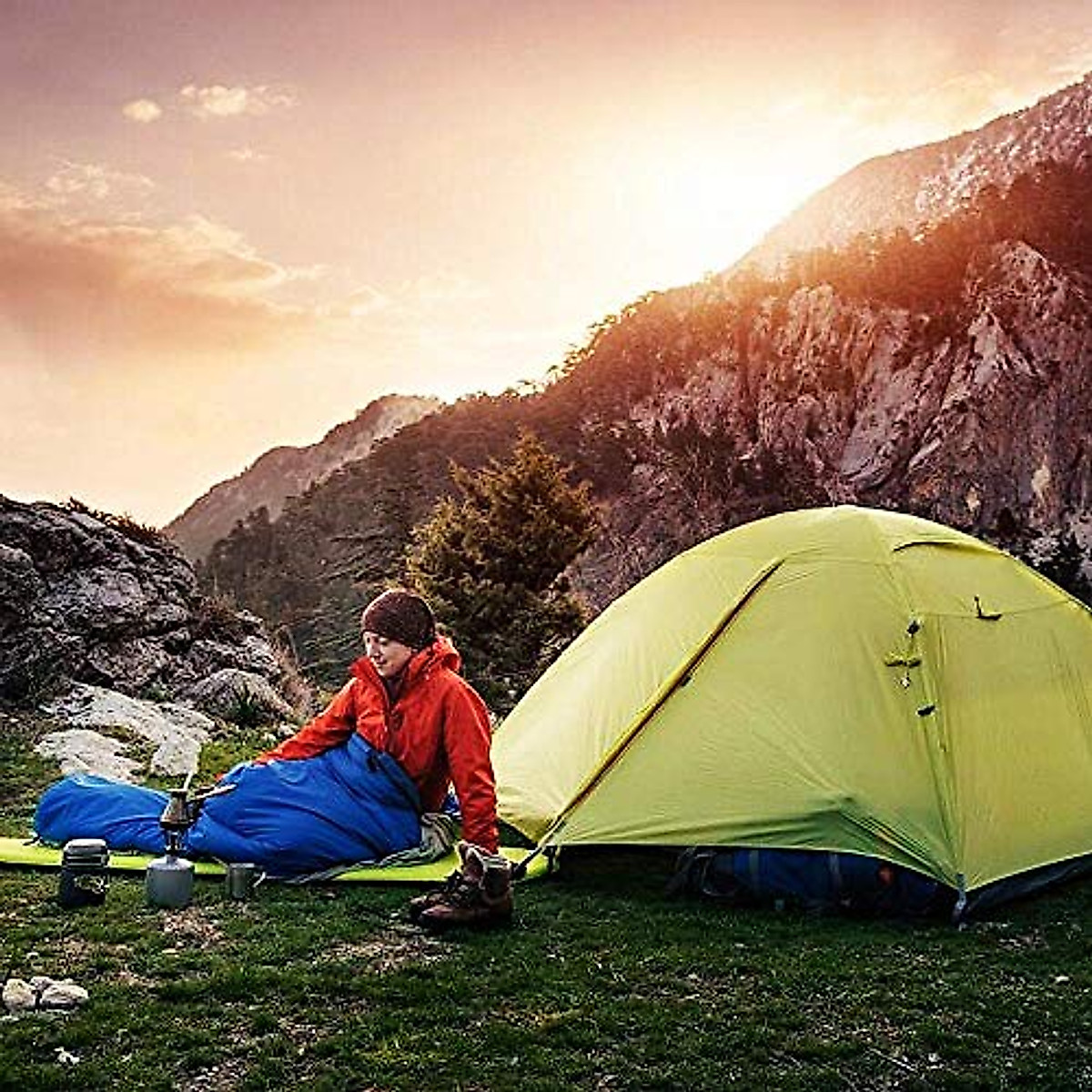 Lightweight Sleeping Bag, 3 Season Sleep Bags for Kids Adults Girls Women, Microfiber Filled Warm Cool Cold Weather 5-20 Degree for Backpacking/Hiking/Naturehike/Camping with Compression Sack -Blue
