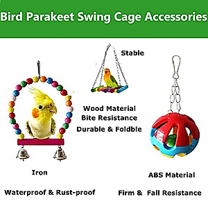 Bird Swings for Parrort,Parrot Birds Swing Chewing Toys,10 Pack Bird Swings Cage Accessories for Parrot,Parakeets,Cockatiels,Lovebirds and Small Pets (Bird Parakeet Swing Toys)