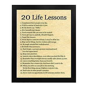 20 Life Lessons - Inspirational Wall Decor, Motivational Modern Typography Wall Art Print Is A Quotes Photo For Living Room Decor, Office Decor, Home Decor, or Room Decor Aesthetic, Unframed - 11x14