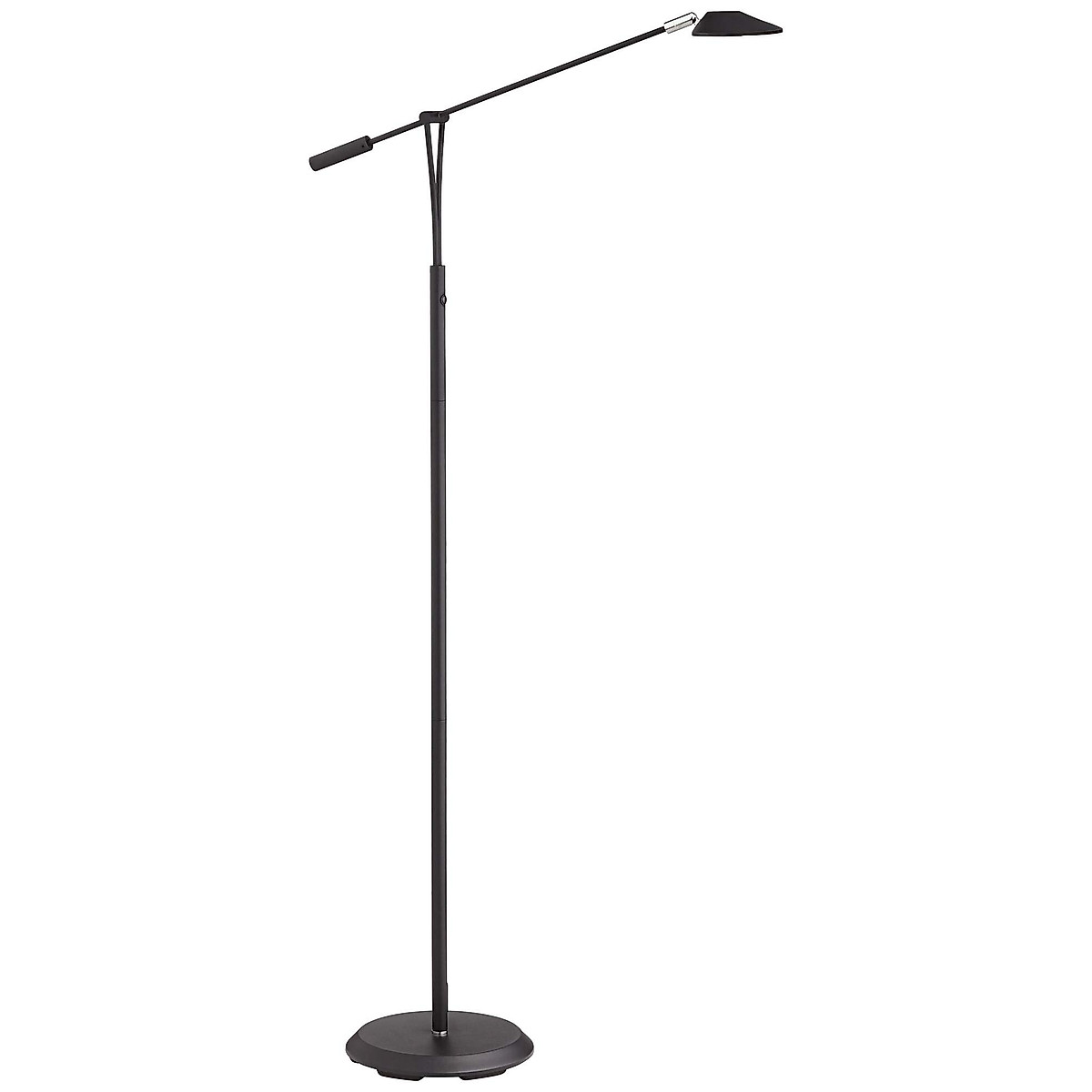 360 Lighting Arnie Traditional Industrial Pharmacy Light Floor Lamp Standing LED 62" Tall Sleek Black Metal Chrome Adjustable Arm Round Shade Decor for Living Room Reading House Bedroom