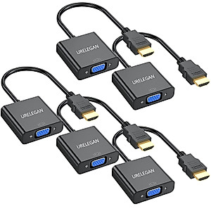 URELEGAN HDMI to VGA Adapter 5-Pack, Computer HDMI to VGA Monitor (Male to Female) Adapter 1080P@60Hz for Computer, Desktop, Laptop, PC, Monitor, Projector, HDTV, Roku, Xbox and More