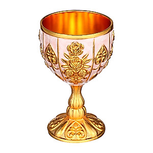 FOMIYES Royal Chalice Cup Vintage Goblet Cup Wine Liqueur Cup Shot Glass Unbreakable Cocktail Cup Worship Buddha and God of Wealth Champagne Goblet Cup for Party