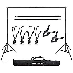SLOW DOLPHIN Photo Video Studio 10Ft Adjustable Backdrop Support System Kit Background Stand with Carry Bag