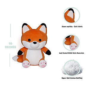 Avocatt Orange Red Fox Plush - 10 Inches Stuffed Animal Plushie - Hug and Cuddle with Squishy Soft Fabric and Stuffing - Cute Toy Gift for Boys and Girls