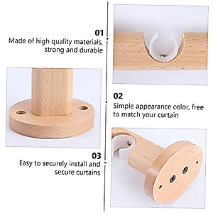 Cabilock 1pc Wooden Pole Holder Wood Curtain Rod Curtain Holders for Drapes Curtain Rod Rack Wooden Rod Support Curtain Rod End Beech Shower Curtain Holder Wooden Rod Bracket