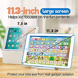 ZeenKind French & English Learning Tablet Toy for Kids 2 3 4 Years Old, Learn French Francais Alphabet Numbers Words Spelling, Interactive Bilingual Tablet Toys for Toddlers Babies