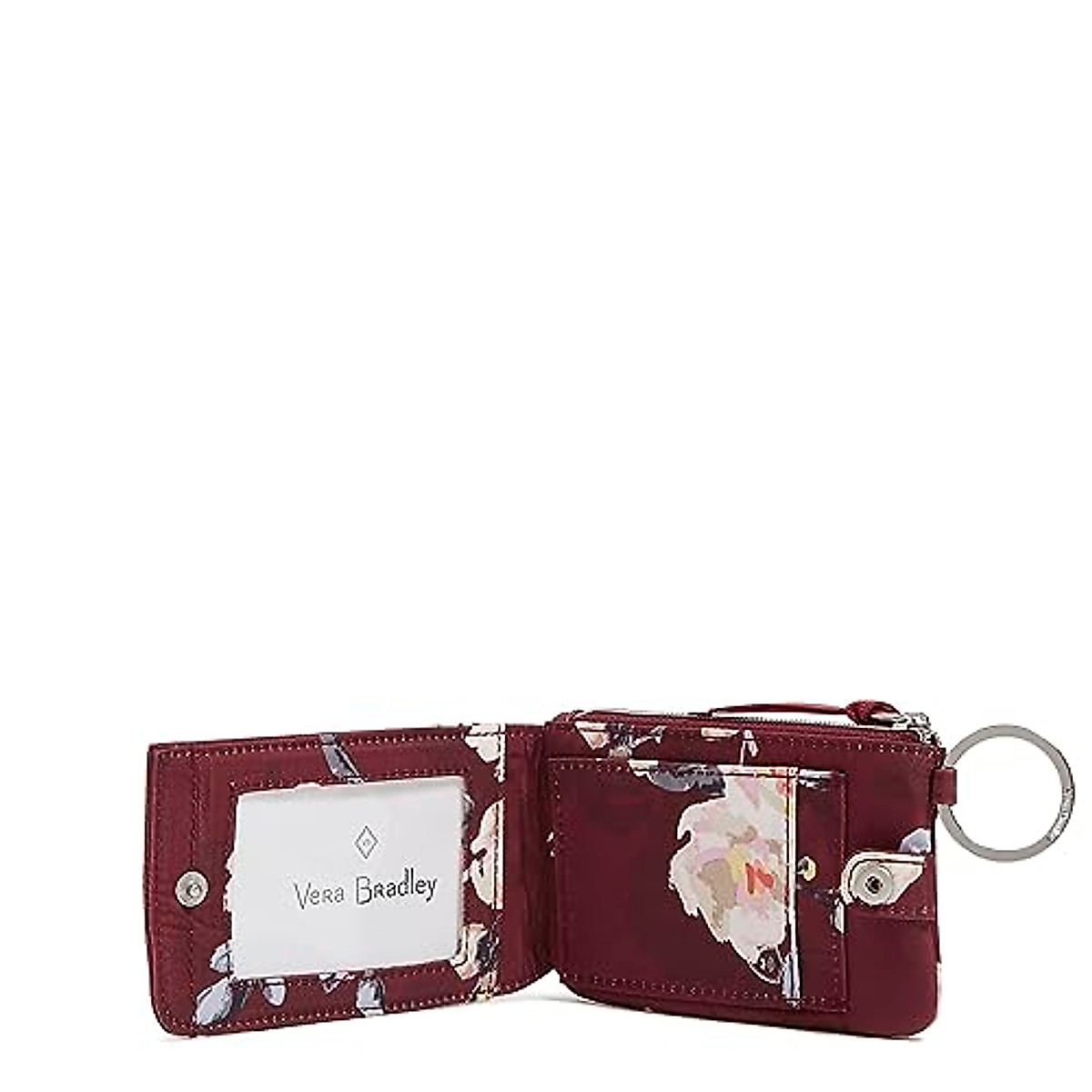 Vera Bradley Women's Performance Twill Deluxe Zip Id Case Wallet with RFID Protection, Blooms and Branches, One Size