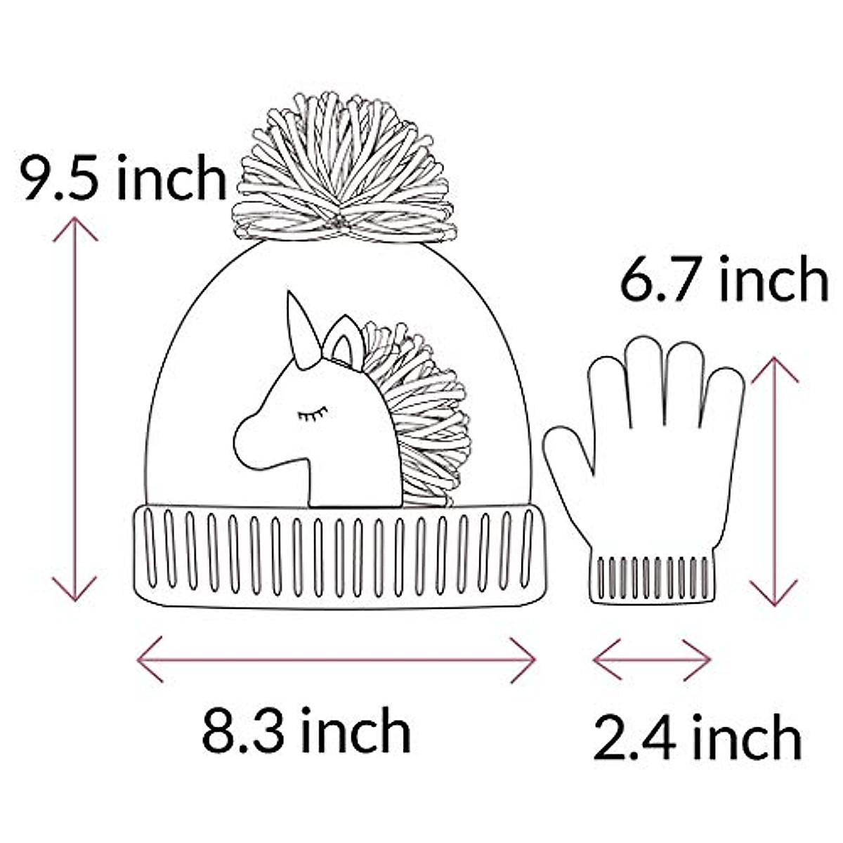 accsa Toddler Kids Girl Novelty Colorful Knit Unicorn Pony Beanie Hat Age 6-9 YRS Grey