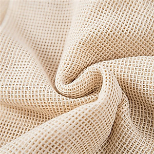 Lesibag 9 Pcs Reusable Cotton Mesh Grocery Bags Reusable Washable Produce Bags for Fruits, Vegetable, Food, Toys (Beige)