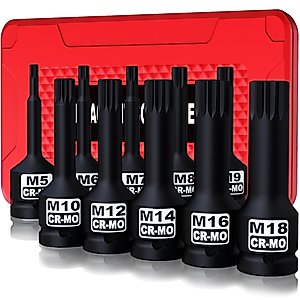 Aiourx 1/2" Drive Master Impact XZN Bit Socket Set, 10-Pieces: M5 - M18, Cr-Mo Steel, Heavy Duty Storage Case