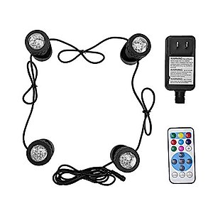 FOEERS Submersible LED Fountain Lights, 6W 500MA Waterproof Underwater Energy Saving for Fish Pond Tank Pool Water Garden (4 led Light)