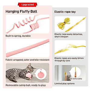 Potaroma Hanging Fluffy Cat Catnip Ball Toys 3 Pcs with Bell, Interactive Cat Teaser Retractable, Cat Toys Indoor Kitten Play Chase Exercise Physical Stimulation