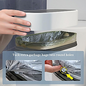 NewGtuizi Bathroom Trash Can|Bathroom Bin with Toilet Brush Holder 14L Slim Trash Can White Wastebasket Garbage Bin with Press Top Lid for Kitchen