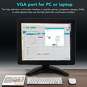 8 Inch TFT LED Monitor, Computer Monitor Support VGA, HD Multimedia Interface, AV, BNC, USB, DC, Mini Monitor with Dual Speakers and Remote Control