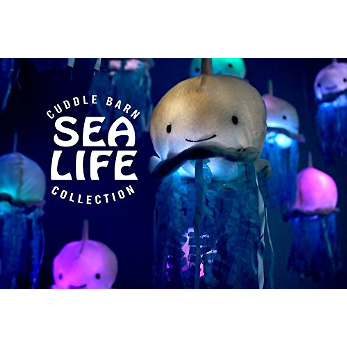 Cuddle Barn® Bubbles the Jellyfish Light-Up Musical Stuffed Animal, 12” Plush Toy Attaches to Crib Mobile has Soft Illuminating Lights and Soothing Ocean Wonder Melody to Help Baby Sleep