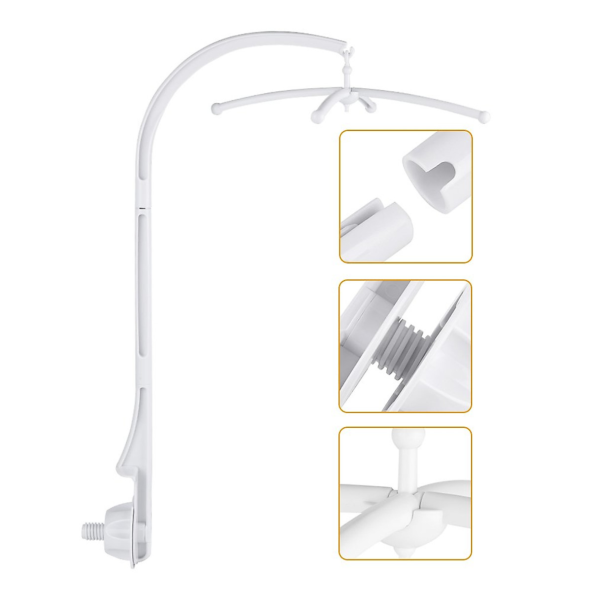 Crib Mobile Arm 26.77 Inch Baby Crib Mobile, Mobile Arm for Crib, ABS Plastic Infant Music Box Holder Arm Bracket for Bed Holder or Baby Bed Toy Decoration Holder,White