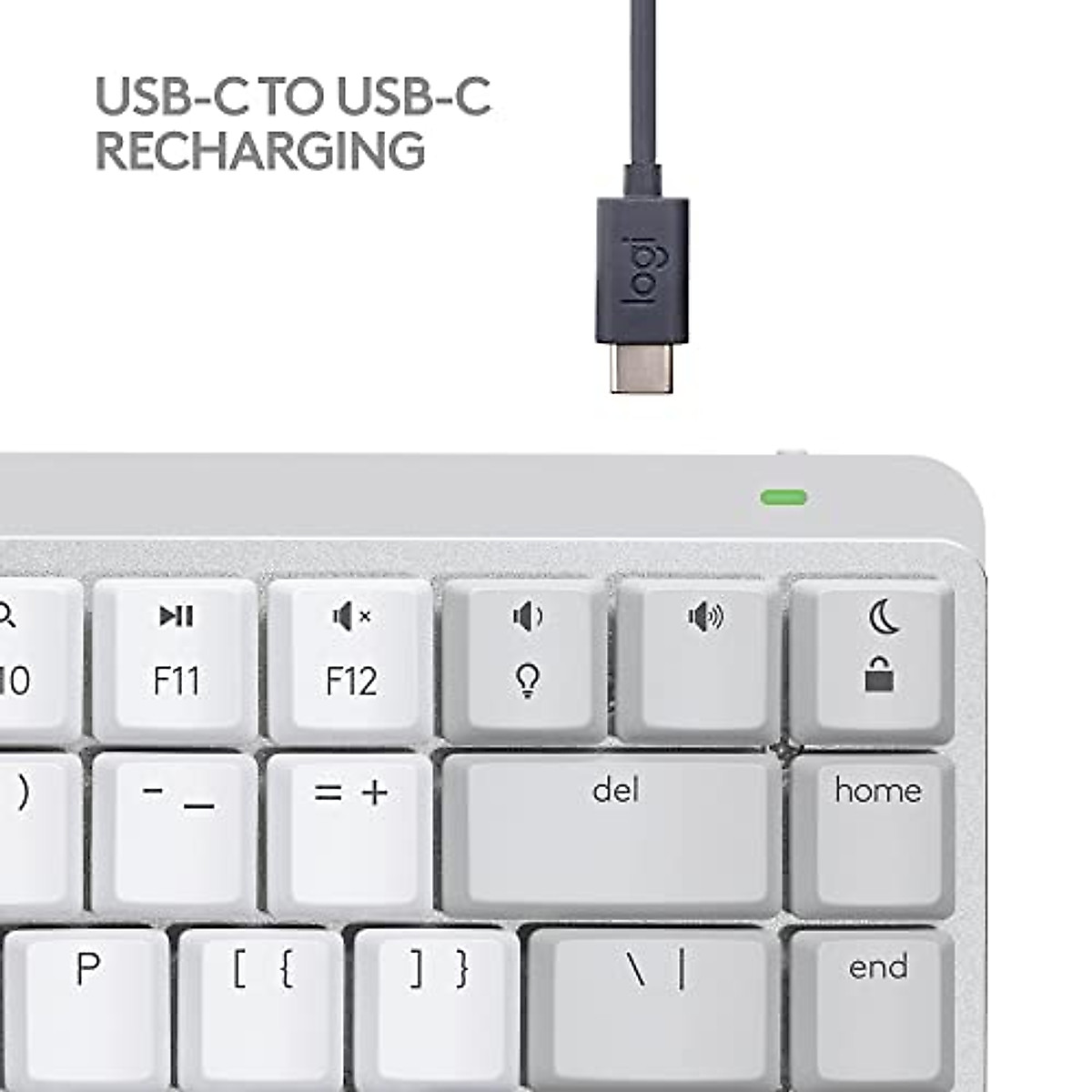 Logitech MX Mechanical Mini for Mac Wireless Illuminated Keyboard, Low-Profile Performance Switches, Tactile Quiet Keys, Backlit, Bluetooth, USB-C, Apple, iPad - Pale Grey