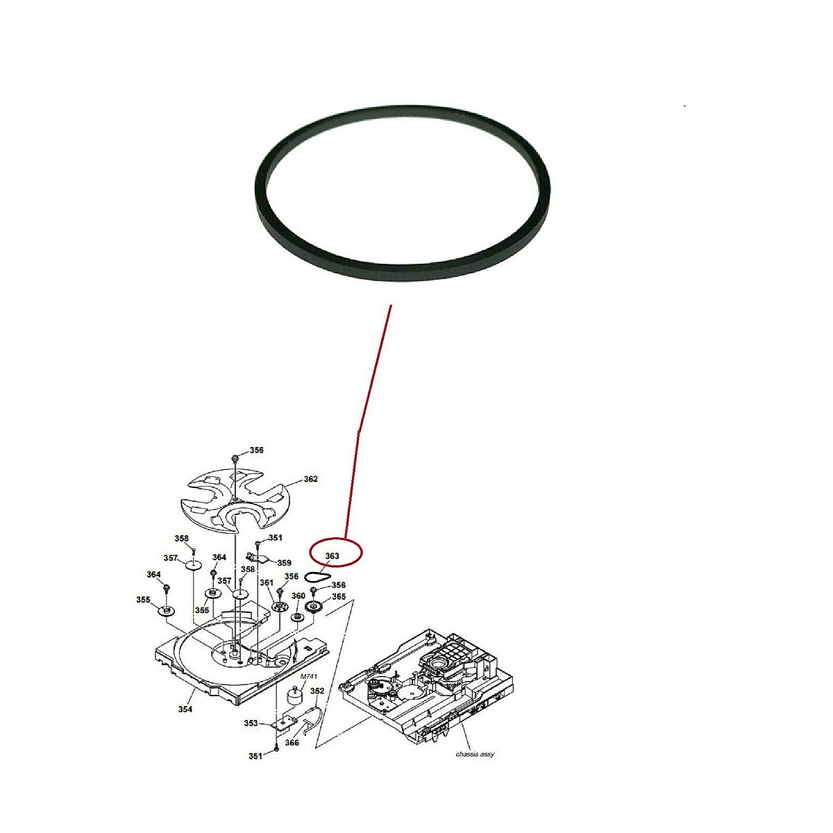 Loading Draw Drawer TABLE CD Rubber Belt For Sony Disc Player REPLACE THE PART: 424382301 424382311